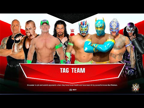 Cena, Rock, Undertaker & Reigns Vs Sin Cara, Kalisto, Rey Mysterio & Dom-Dom - Tag Team Match 