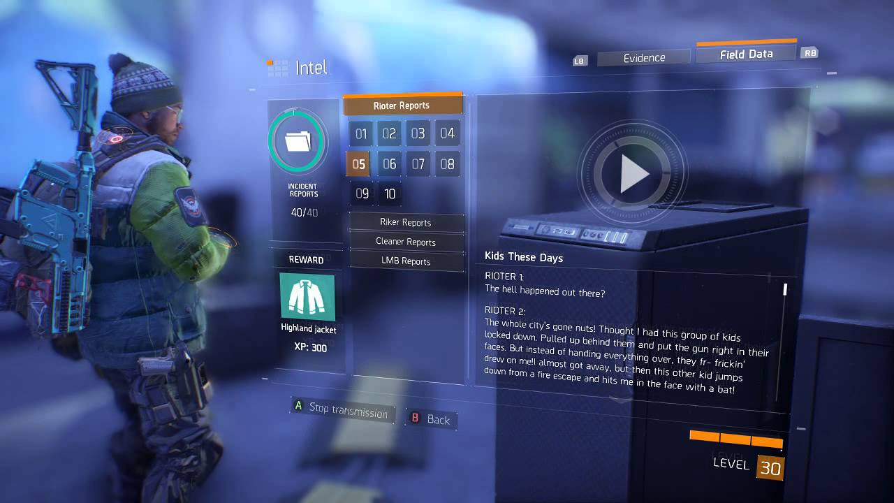 The Division Intel - Rioter reports - YouTube