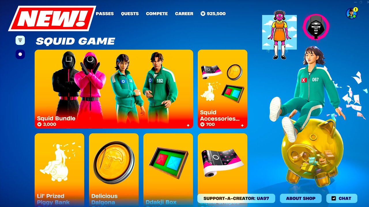 NEW TONIGHT's Item Shop SQUID GAME Skins & Emote Bundle!🔥 - YouTube