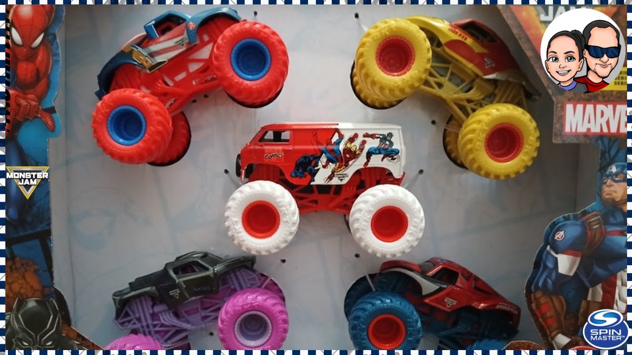 SPIN MASTER MONSTER JAM: Monster Jam Marvel Toy Truck Race! - YouTube
