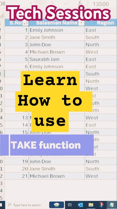 How to use Take function in Excel - YouTube
