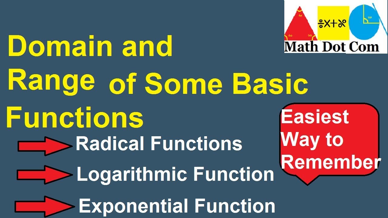 Determine Domain And Range Of A Functionradical Functionlog Function