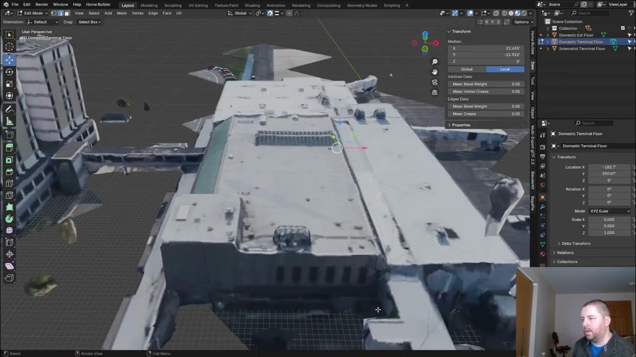 Starting the terminal building in Blender for my KBGR scenery. - YouTube