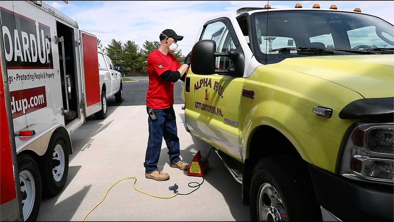 Company disinfects first responder vehicles during coronavirus COVID-19 ...