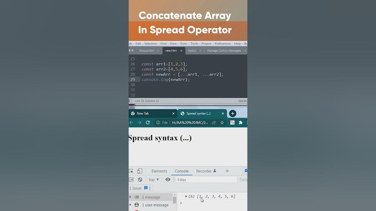 Javascript Trick How To Concatenate Arrays With Spread Operator Shorts Youtube