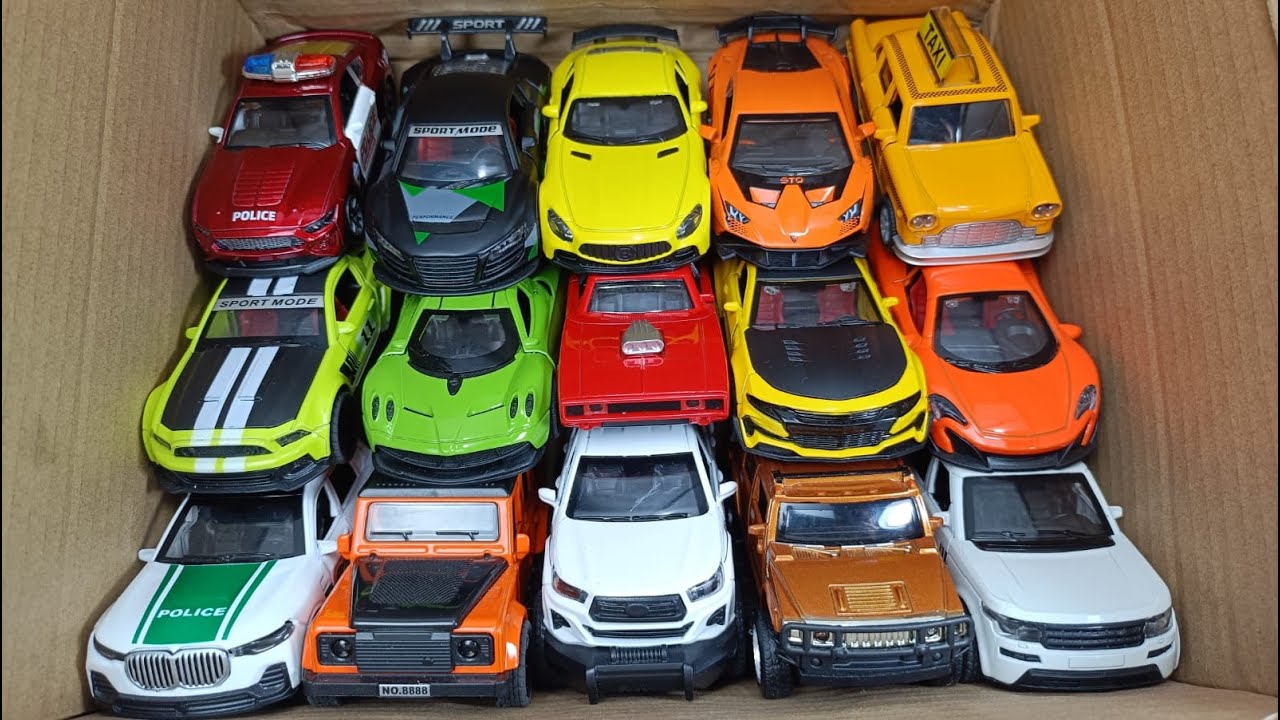 Box Full Collection of Diecast Cars , Ferrari, mustang, bugatti ...