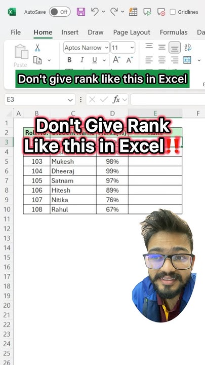 Don T Give Rank In Excel‼️instead Use Amazing Function Exceltricks Exceltips Excel Shorts
