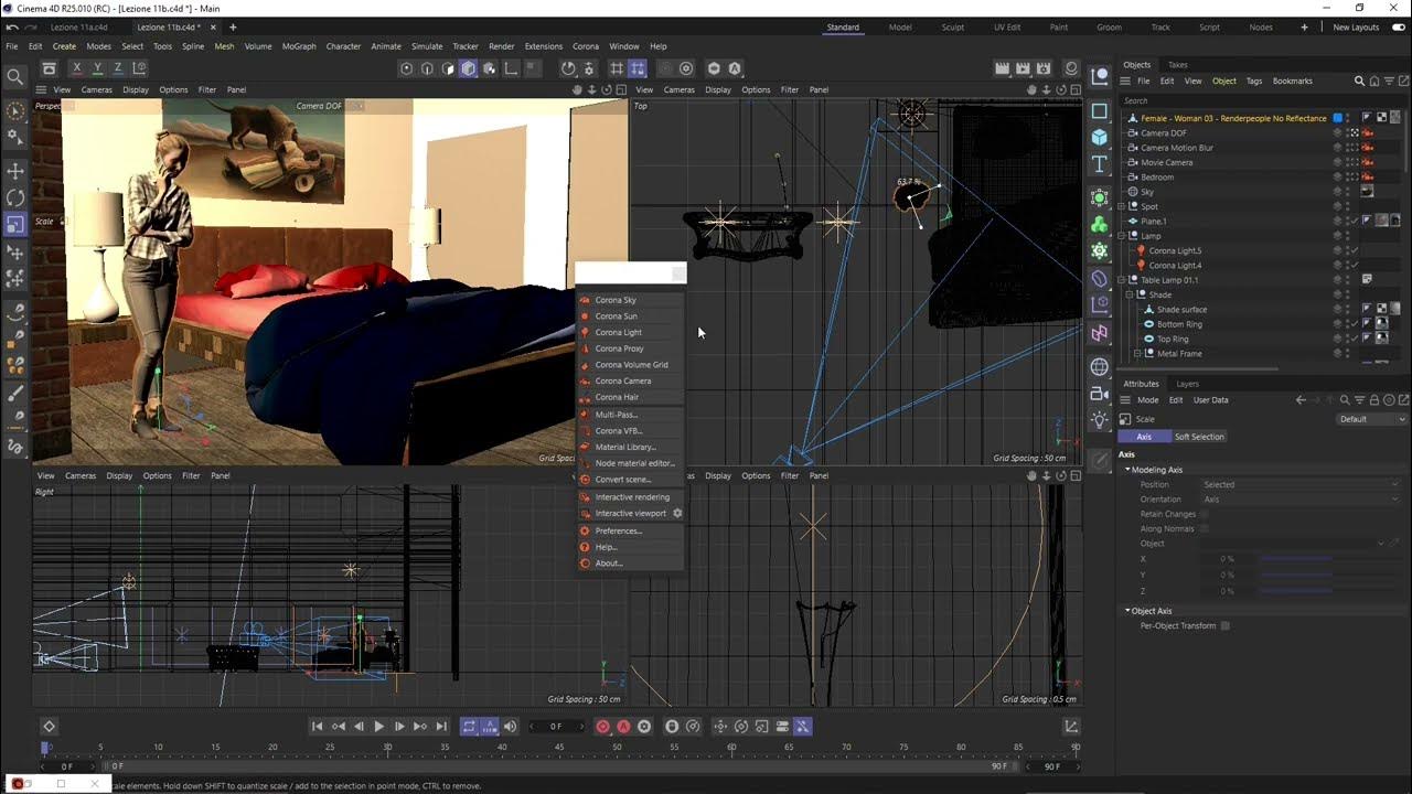 Corona Cinema 4D - 12 - Camera and Animation, Depth of Field, Blur, Effects and Post Production ...