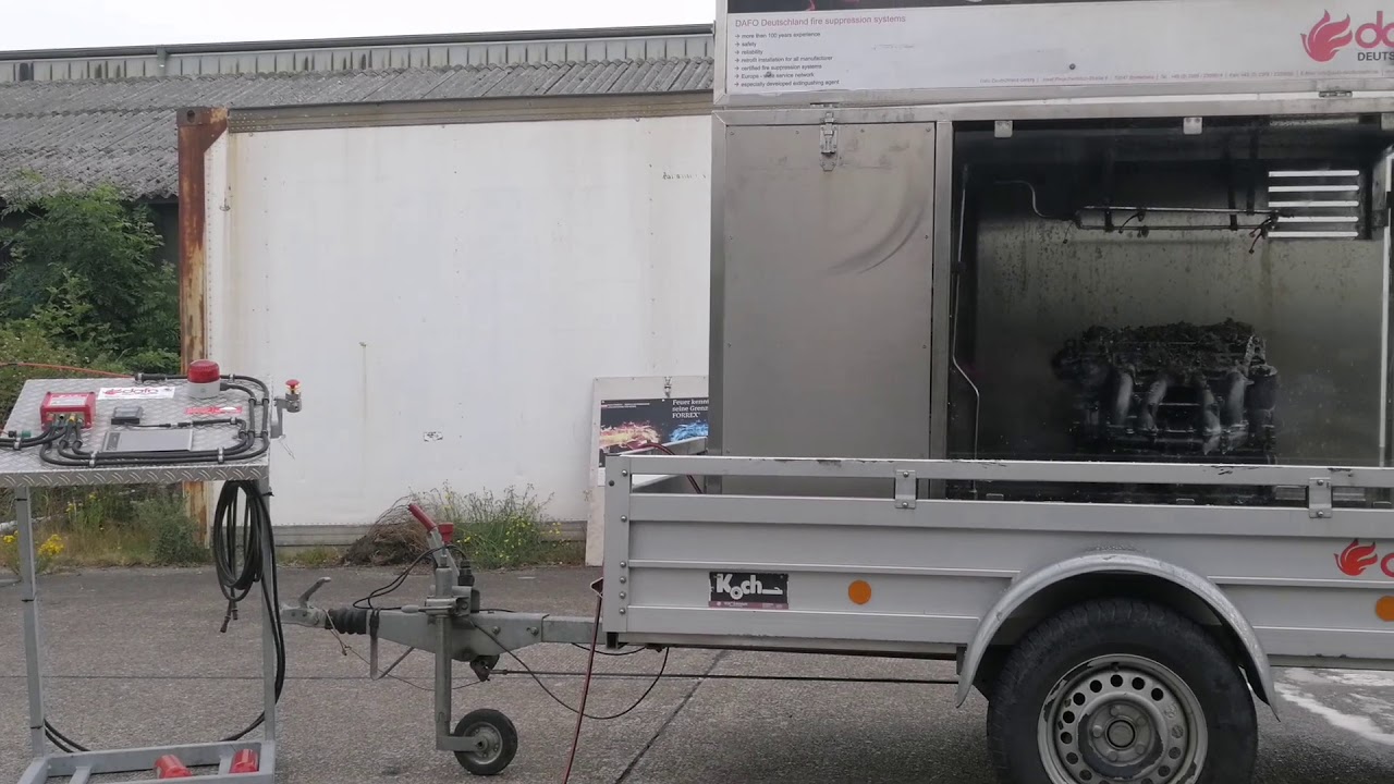 Dafo fire suppression for Reach Stacker - YouTube