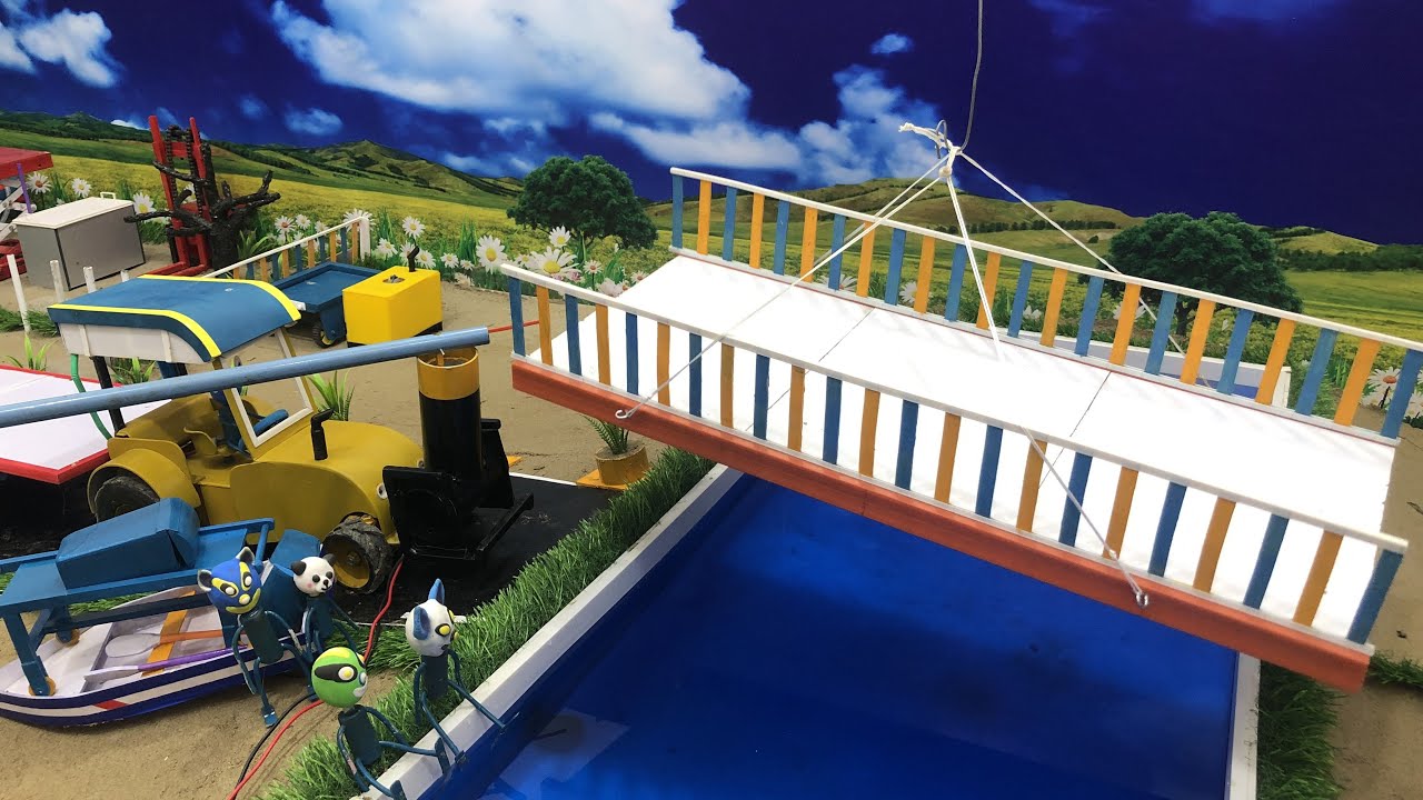diy tractor making bridge construction over water creative - YouTube