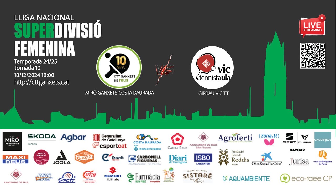 SUPERDIVISIÓ FEMENINA - MIRÓ GANXETS COSTA DAURADA vs GIRBAU VIC T.T ...