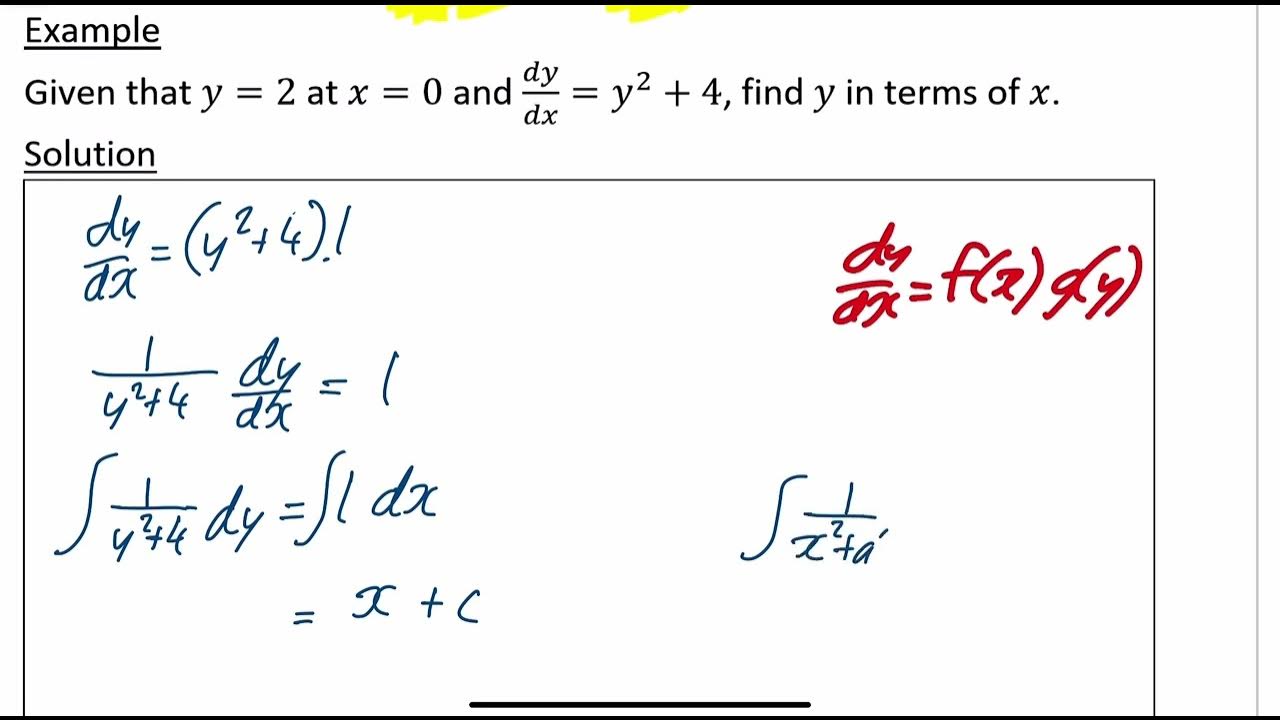 FM A21 Differential equations video 1 Separating the variables - YouTube