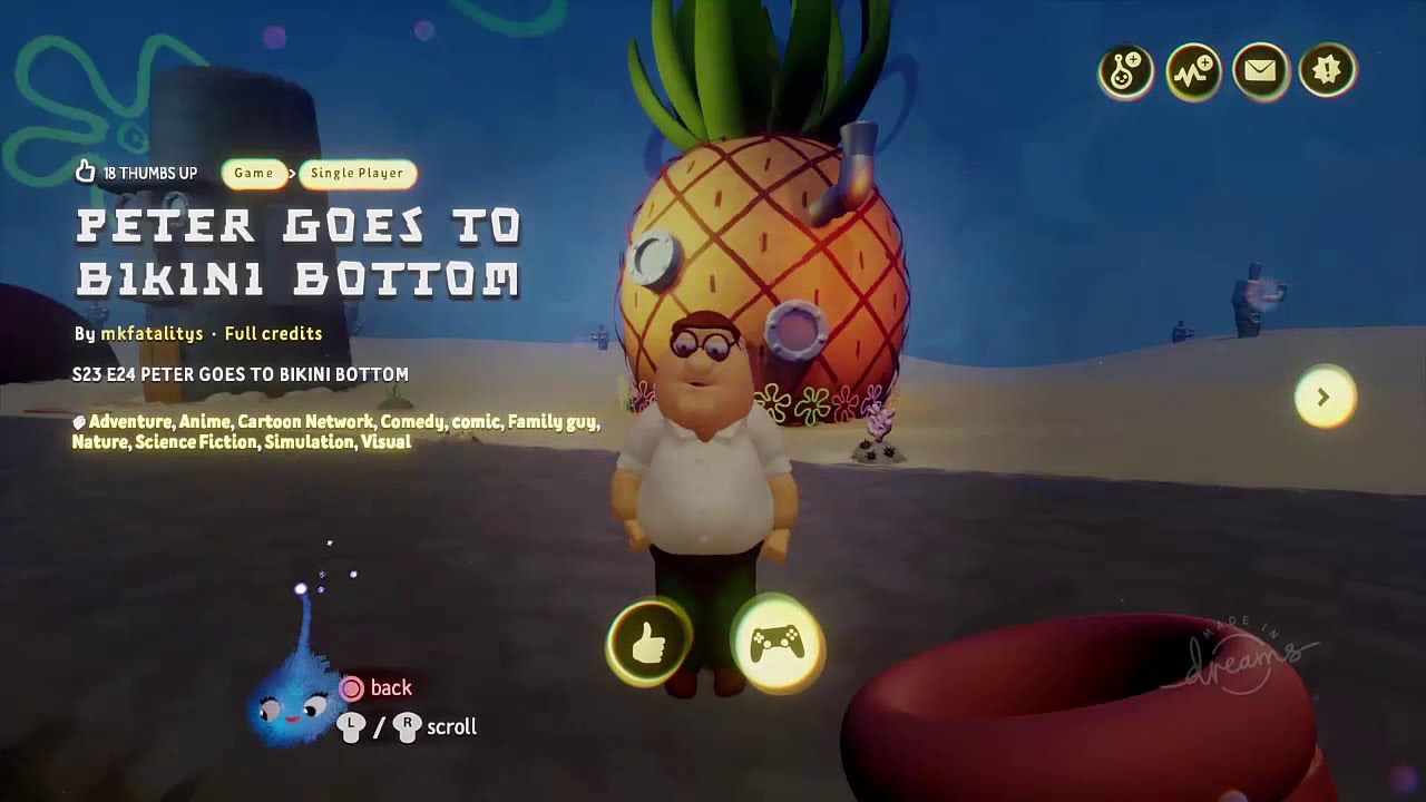 Peter Griffin goes to Bikini Bottom! Made in DREAMS PS4! Family Guy Rip ...