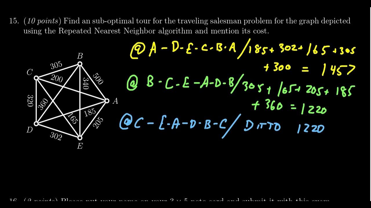 Math 1030, Exam 1 - Question 15 (Repeated Nearest Neighbor) - YouTube