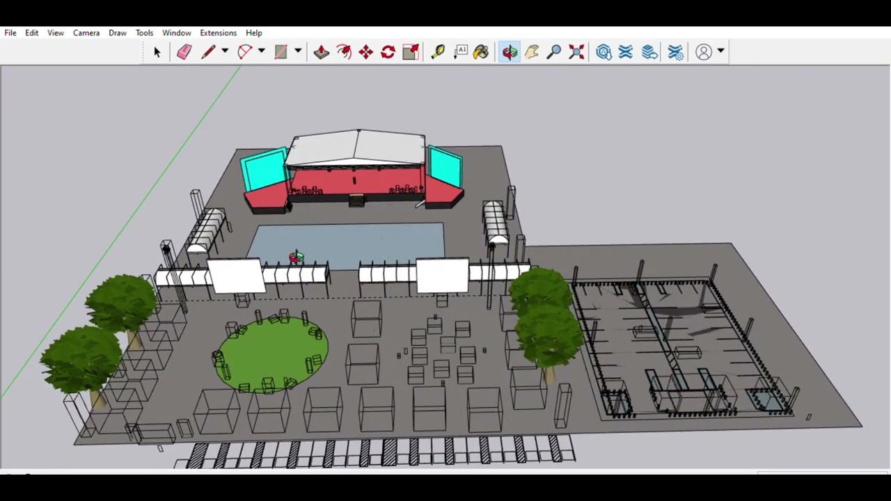FOOD FESTIVAL LAYOUT SketchUp Pro 2021 2022 - YouTube