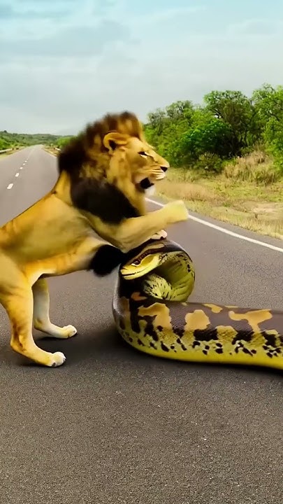 AI Animal Fighting，Lions and pythons #lion #ihavethisthingwithplants # ...