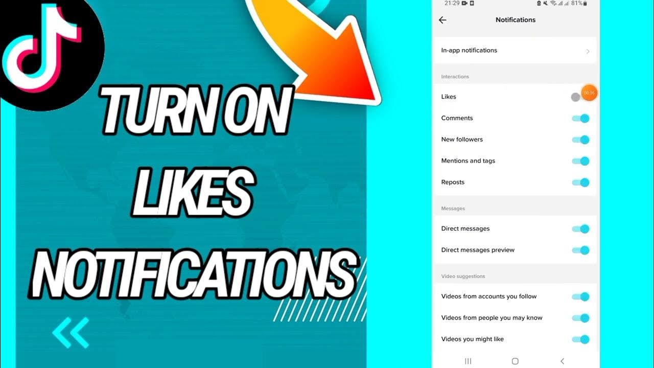 How to turn on likes notifications on Tiktok - YouTube