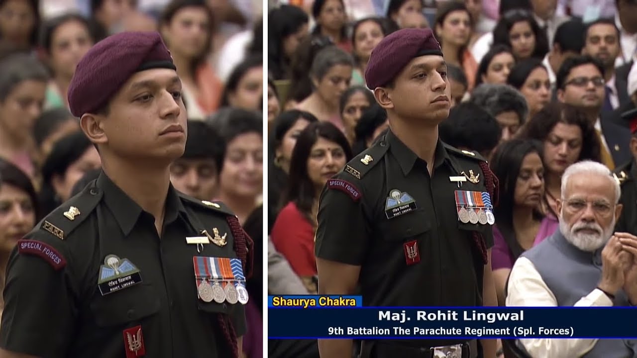 President presents Shaurya Chakra to Major Rohit Lingwal - YouTube