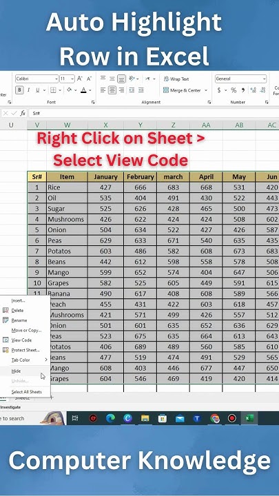 Seek Knowledge | How to Auto Highlight Row in Excel | Auto Highlight #viral #seekknowledge - YouTube