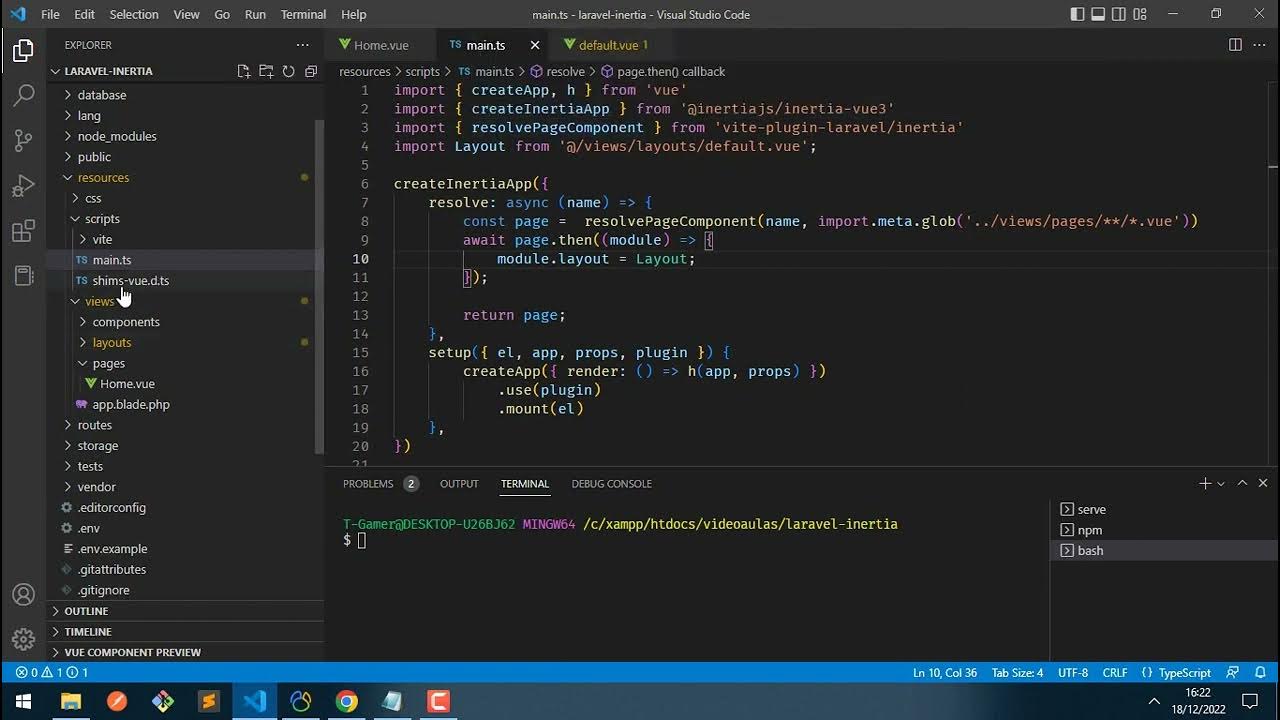 Criando um blog - Laravel + Inertia + vuejs3 + tailwind - Aula 2 - YouTube