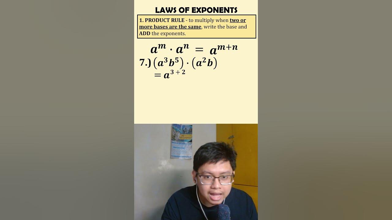Law of Exponents: Product Rule [Example 4] #mathwithteacherjustin # ...