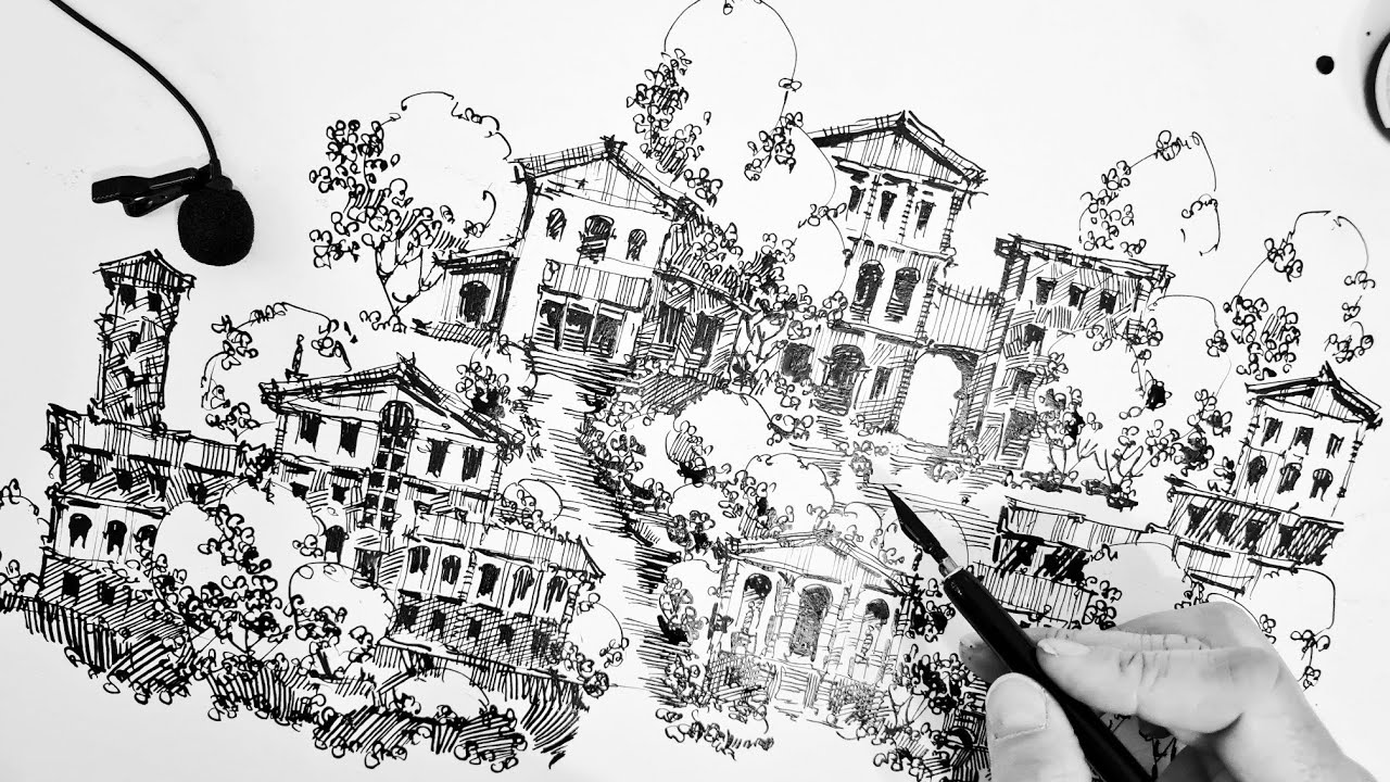 Asmr Drawing. No Talking. Pen And Ink - YouTube