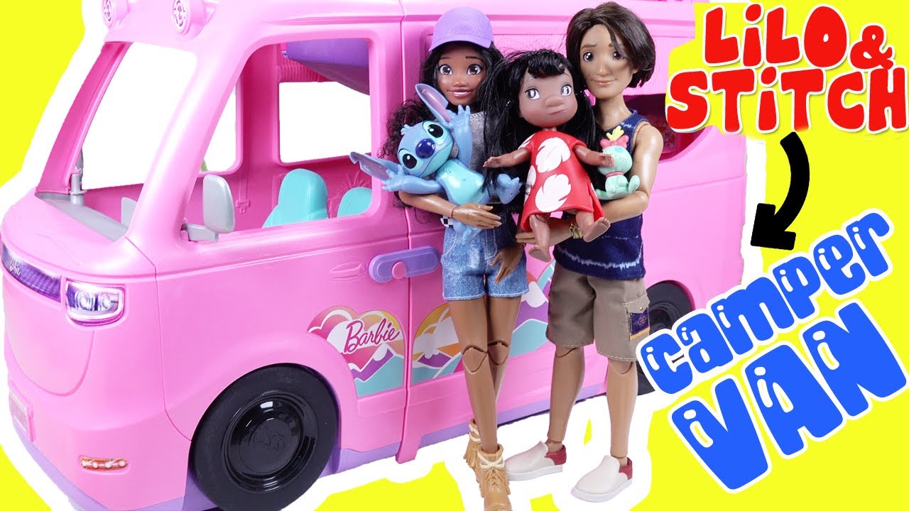 Lilo and Stitch Dolls Camping Vacation (PART 1) Fixing Camper Van - YouTube