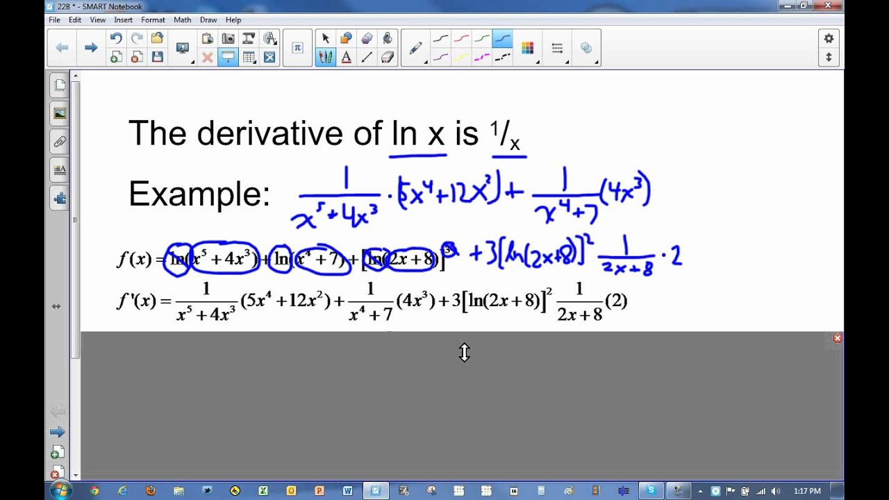 Derivative of ln x - YouTube