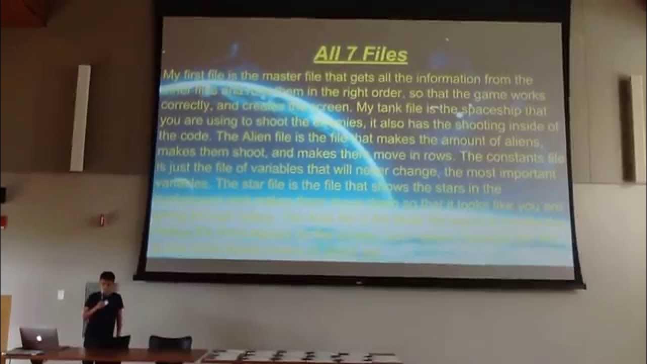 11 year-old created Space Invaders in Python presentation - YouTube