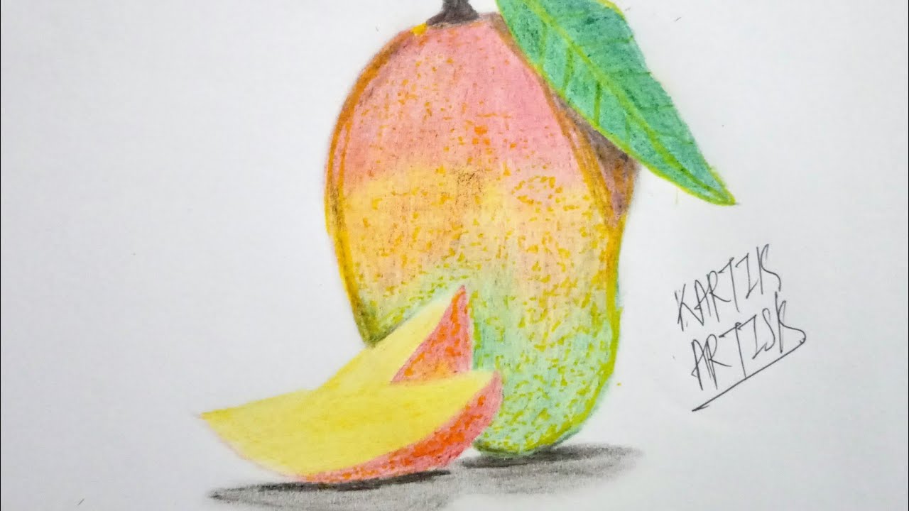 Mango drawing | realastic mango | 3d video | fruit drawing - YouTube