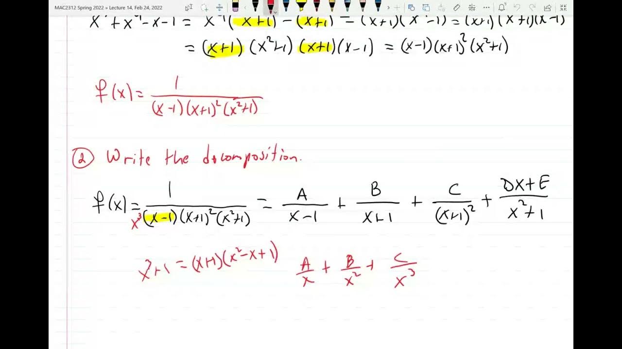 Lecture 14 - Partial Fractions Decomposition Part 2 (The method) - YouTube