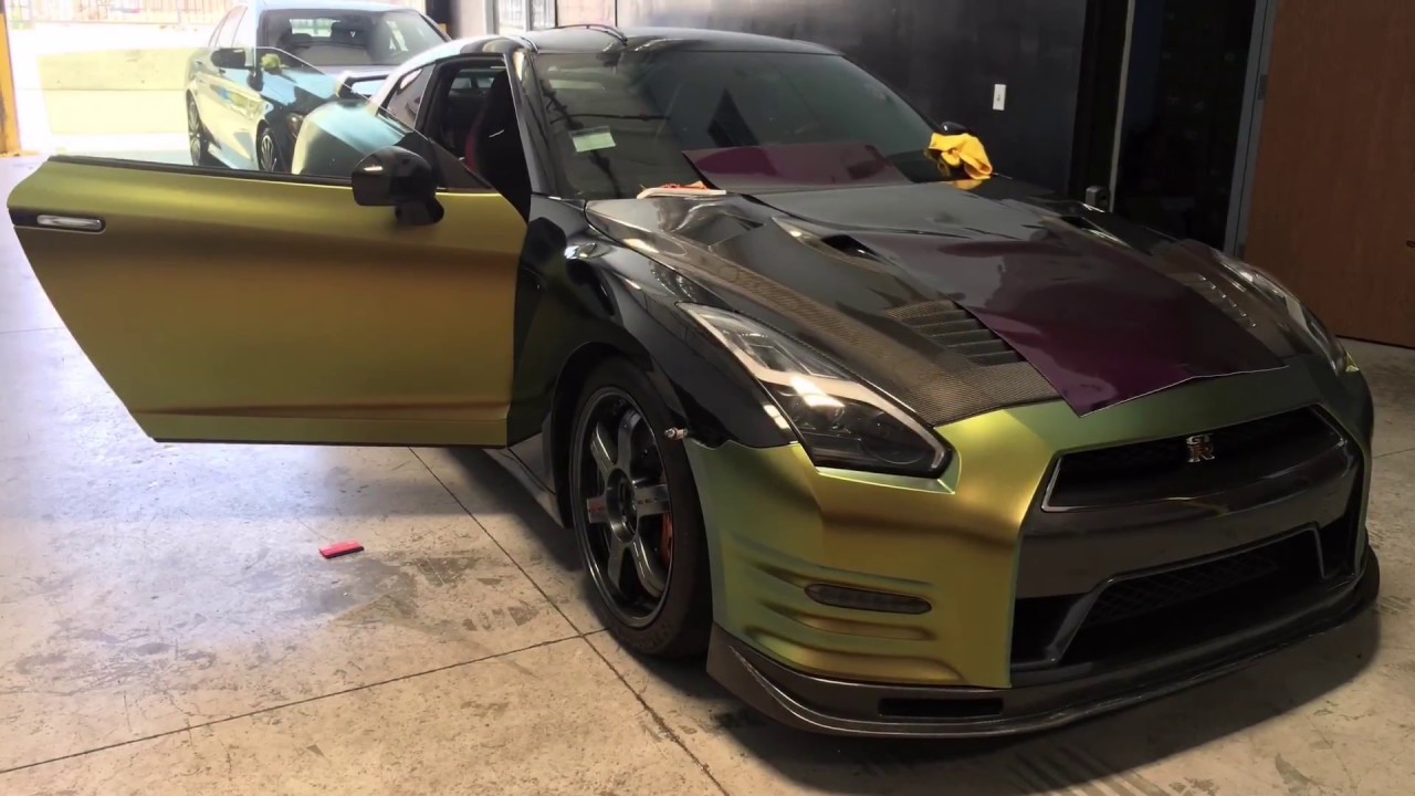 Nissan GTR Wrapped Again!! Colorshift Wrap - YouTube