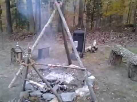 Bushcraft Cooking Tripod - Cooking Over Open Fire - YouTube