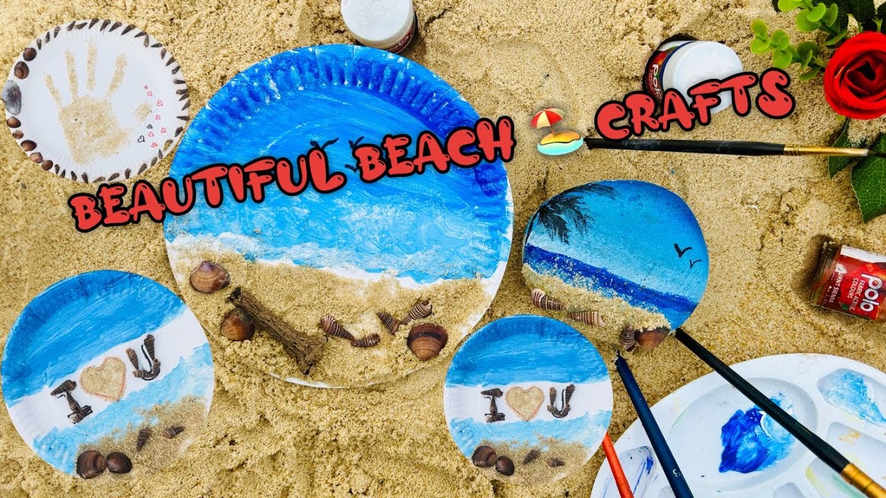 Beautiful crafts at beach 🏖️ ️ beach craft😍 #craft #easycarft #beachart ...