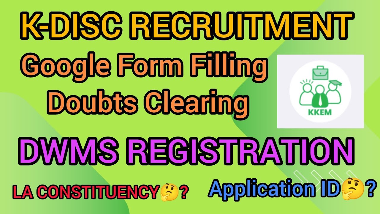 K DISC RECRUITMENT|| DWMS REGISTRATION||LA CONSTITUENCY||APPLICATION ID @AISWATIPS11.11 - YouTube