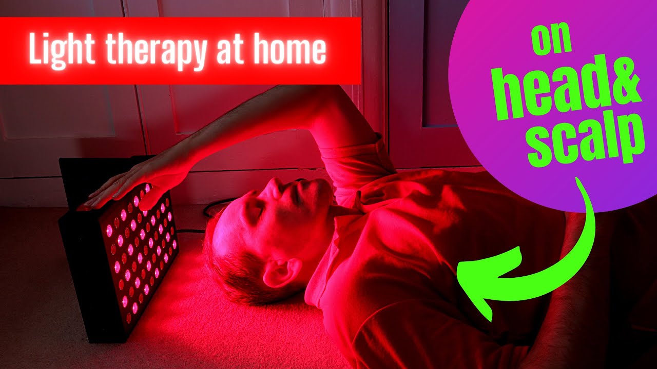 Red light therapy on head and scalp using small therapy panel from Mito ...