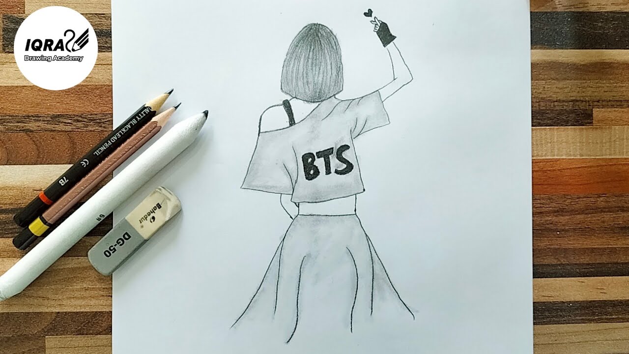 How to draw BTS Girl step by step | BTS Girl Drawing | bts | Drawing ...