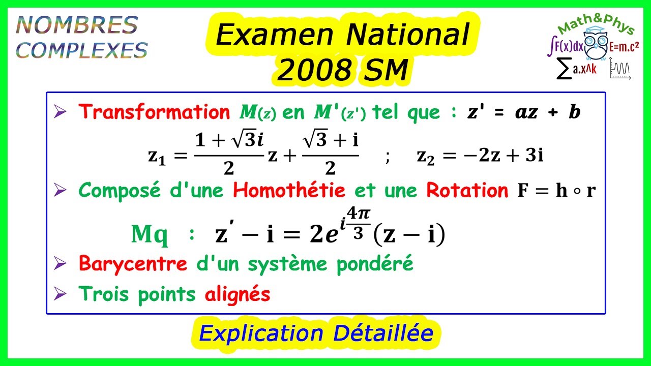NOMBRES COMPLEXES - Transformations Complexes - Examen National 2008 ...