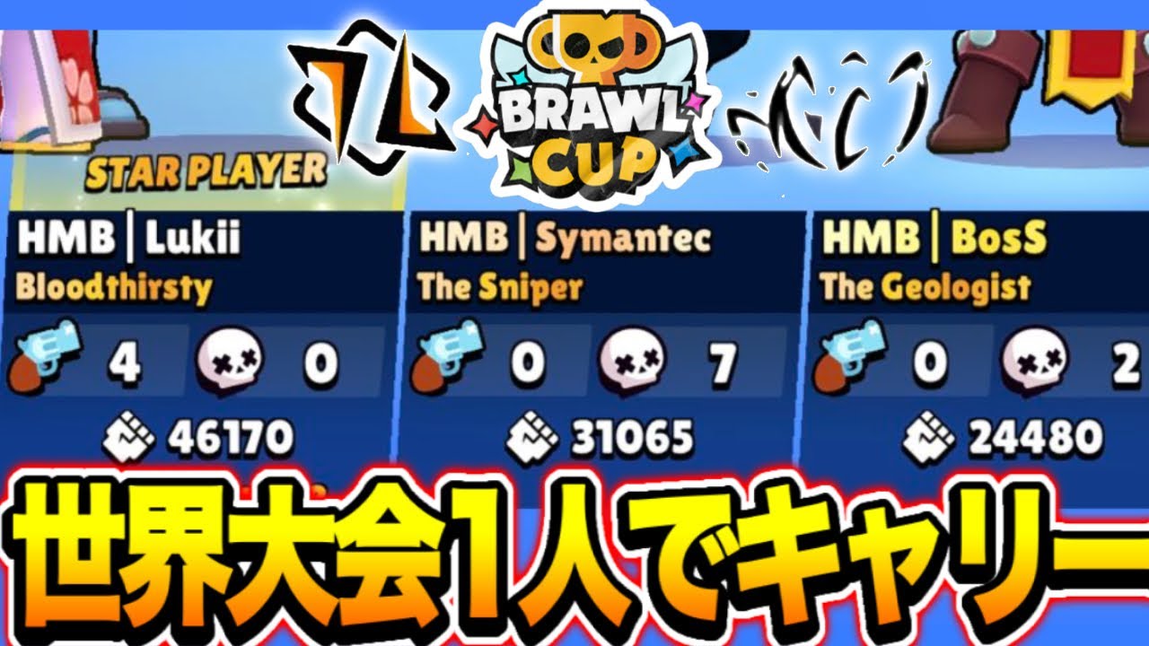 【ブロスタ】HMB Lukii選手が上手すぎて一人で勝ってる試合があるんだけどw【BrawlCup HMBLE vs ToxicLotus ...