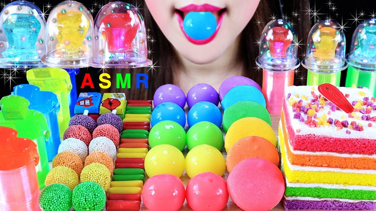 ASMR 🌈RAINBOW DESSERT UNICORN KYOHO JELLY MERMAID JELLY LED COLOR CANDY ...