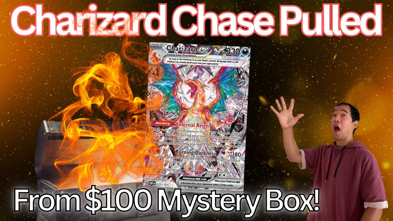 $100 Pokémon Mystery Box UNBOXING! 🔥 Pulled a Charizard Chase Card ...