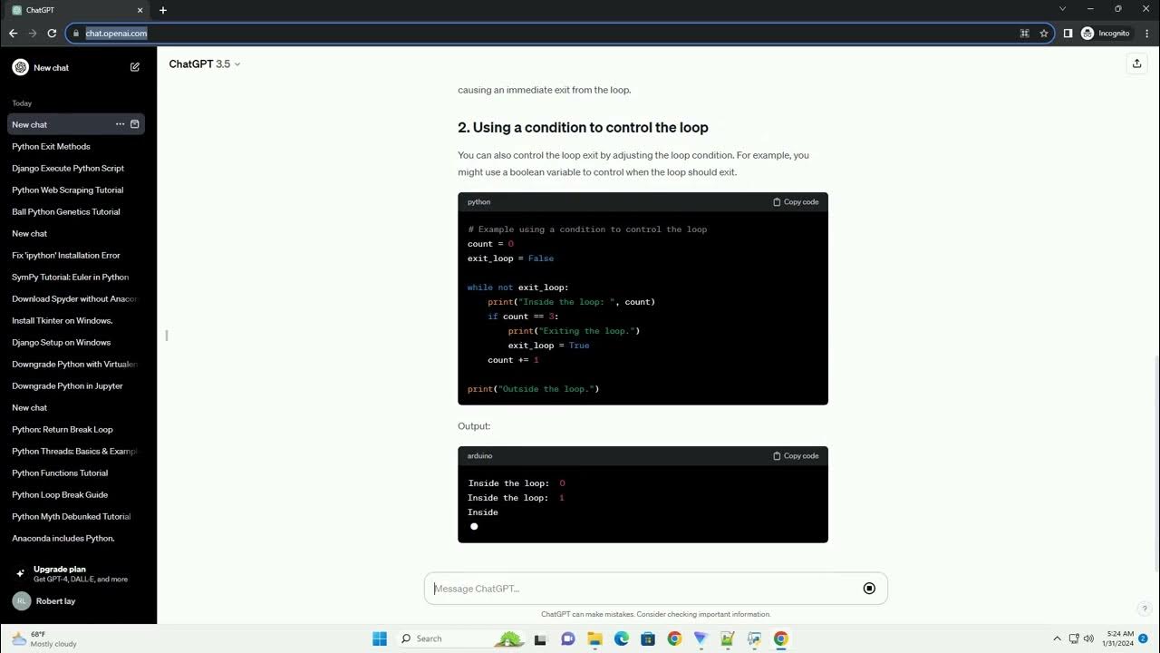 Exit While Loop In Python Youtube