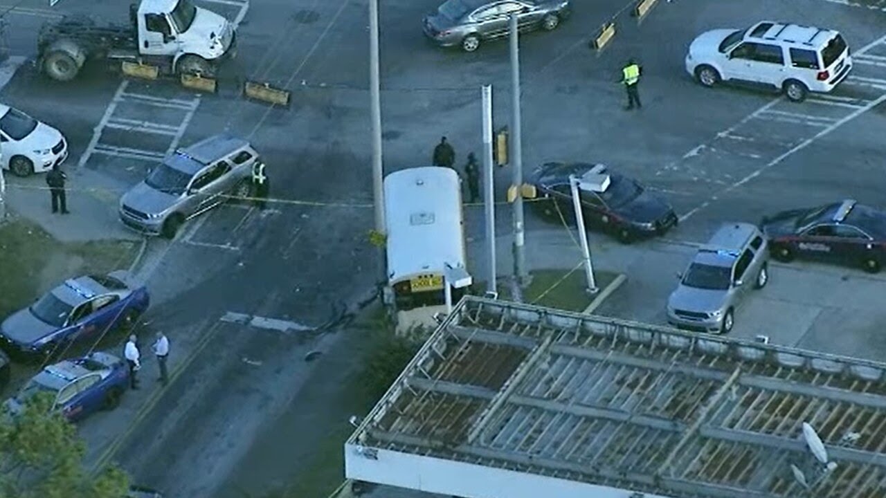 Police chase leads to school bus crash - YouTube