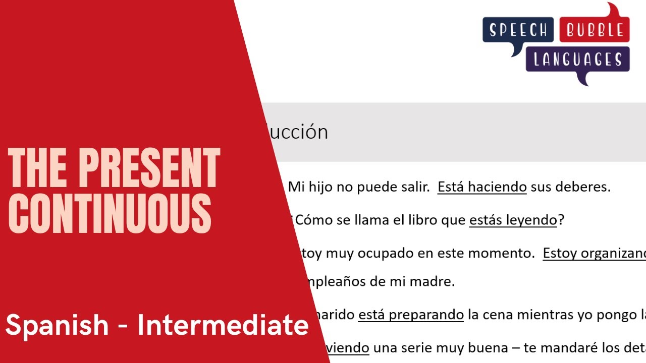 Spanish Level 2 (Intermediate) - The Present Continuous - YouTube