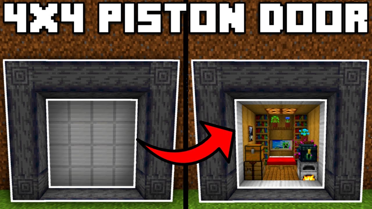 🦅 Minecraft Bedrock 1.19 | EASIEST 4x4 PISTON DOOR TUTORIAL! - YouTube