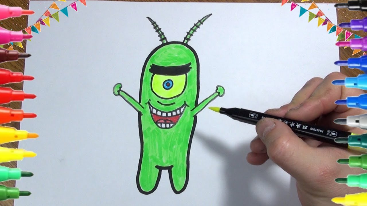 How to draw Sheldon James Plankton - YouTube