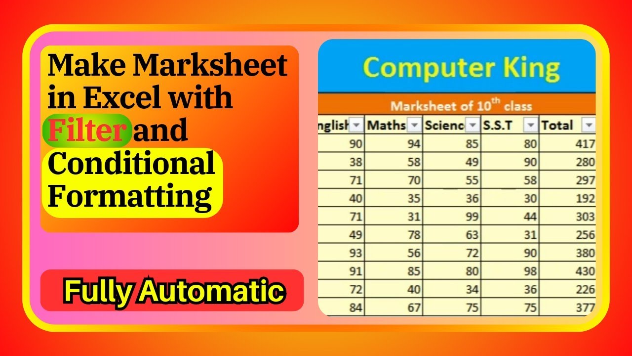 How to Make Marksheet in Excel | Excel mai marksheet kaise bnaye # ...