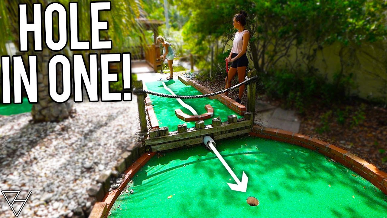 Awesome Backyard Mini Golf Course! - Lucky Hole In One! - YouTube