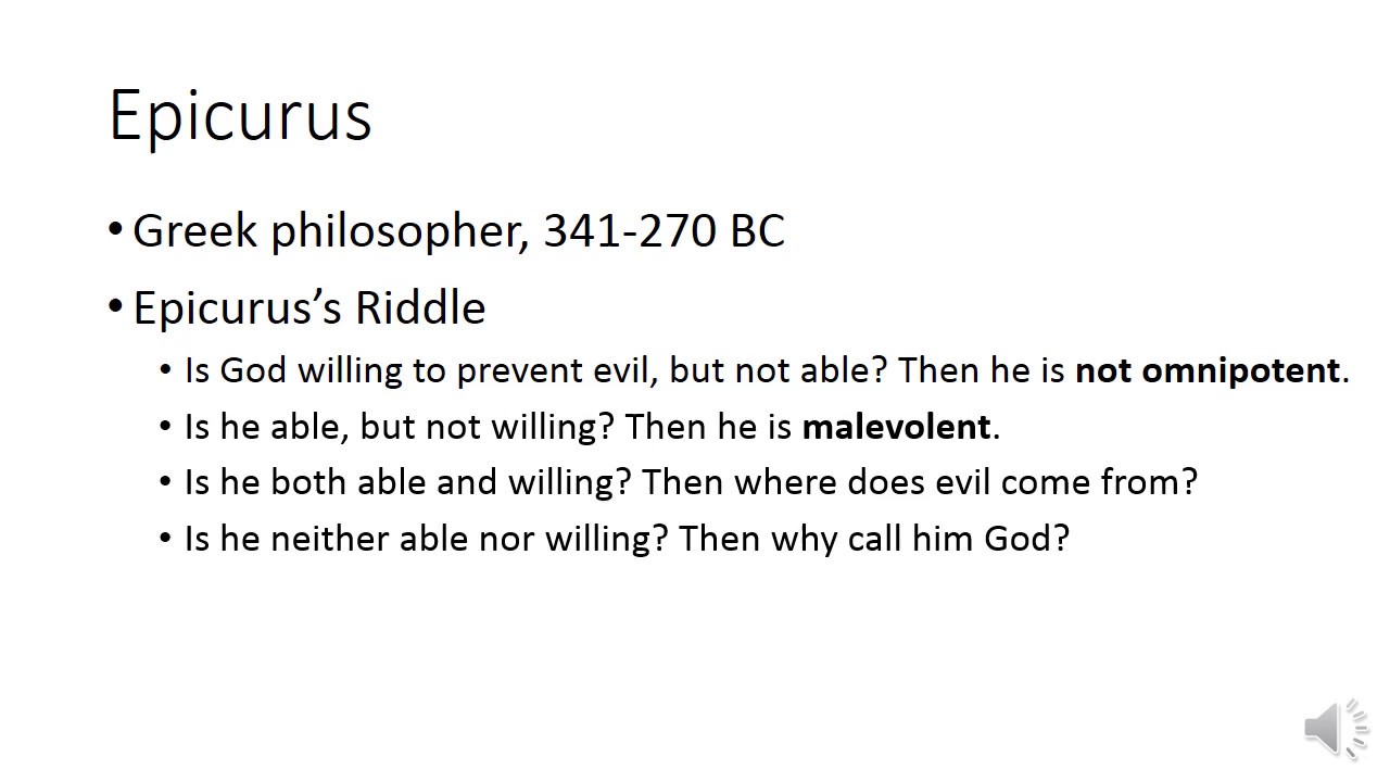 Epicurus and Beebe - The Logical Problem of Evil - YouTube