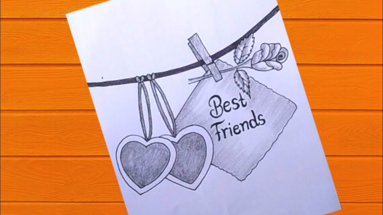 Best friend sketch||friendship day drawing ||how to draw friendship day ...